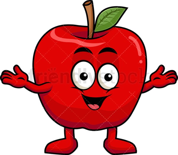 Happy Apple Mascot Cartoon Vector Clipart - FriendlyStock