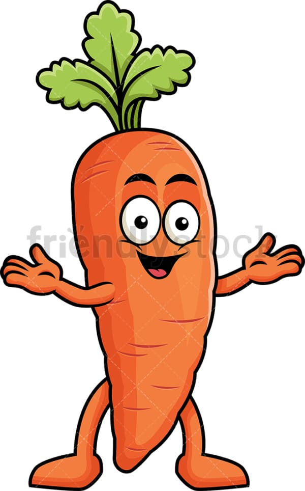 Happy Carrot Character Cartoon Vector Clipart - FriendlyStock