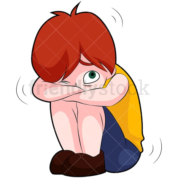 Scared Little Boy Curled Up Cartoon Vector Clipart - FriendlyStock