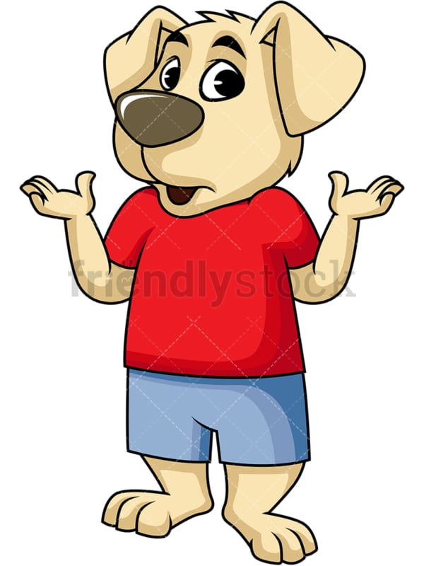 Dog Character Shrugging Cartoon Vector Clipart - FriendlyStock
