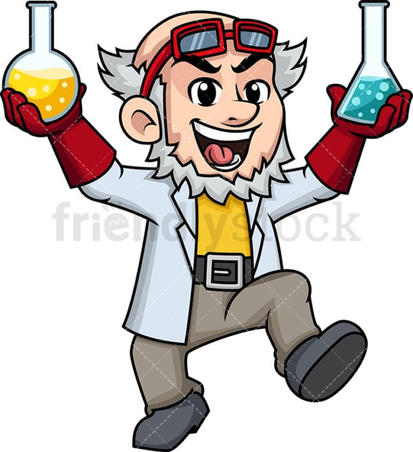 Insane Scientist With Chemicals Cartoon Vector Clipart - FriendlyStock