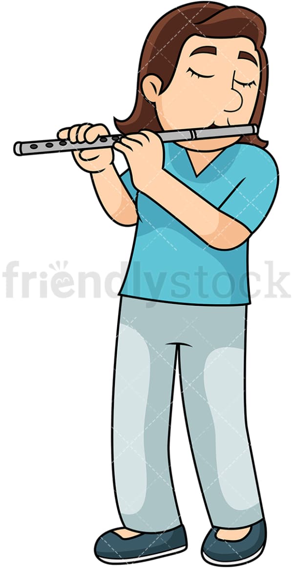Woman Playing The Flute Cartoon Vector Clipart - FriendlyStock