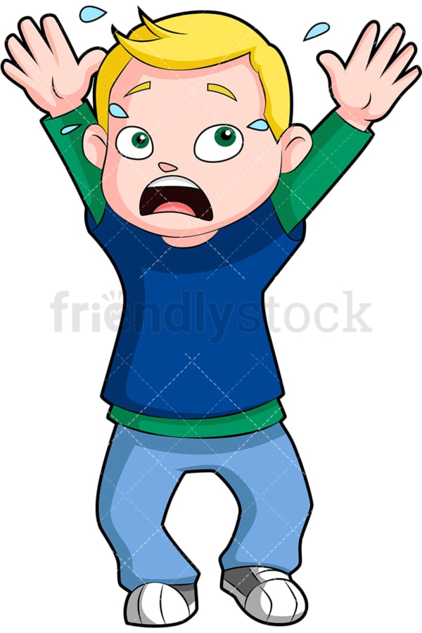 Nervous Little Boy Cartoon Vector Clipart - FriendlyStock