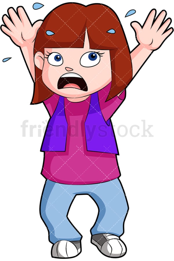 Startled Little Girl Cartoon Vector Clipart - FriendlyStock