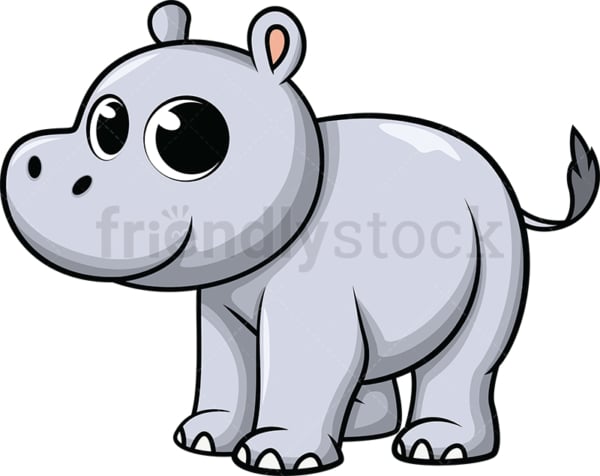 Cute Baby Hippo Cartoon Vector Clipart - FriendlyStock