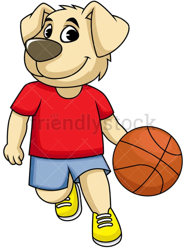 Dog Mascot Playing Basketball Cartoon Vector Clipart - FriendlyStock