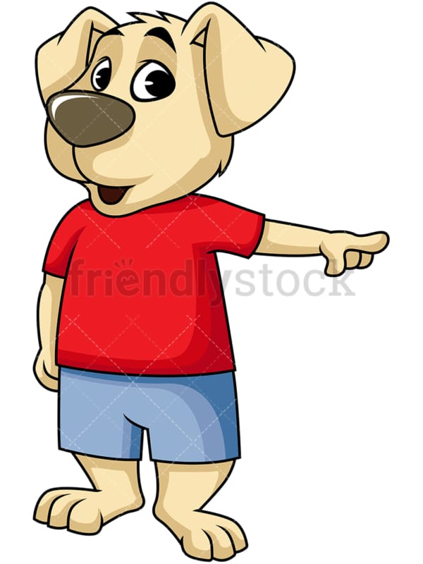Dog Mascot Pointing Right Cartoon Vector Clipart - FriendlyStock