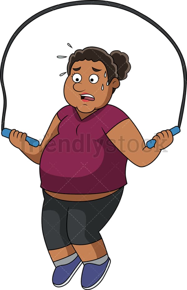 Fat Black Woman Working Out Cartoon Vector Clipart - FriendlyStock