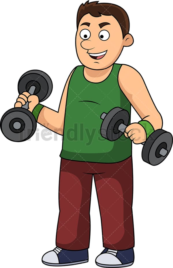 Slim Man Lifting Dumbbells Cartoon Vector Clipart - FriendlyStock