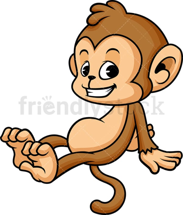 Monkey Lying Down Cartoon Vector Clipart - FriendlyStock