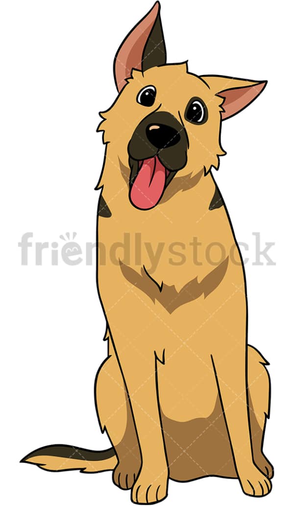 Playful German Shepherd Dog Cartoon Vector Clipart - FriendlyStock