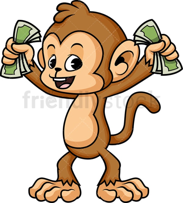 Monkey With Money Cartoon Vector Clipart - FriendlyStock