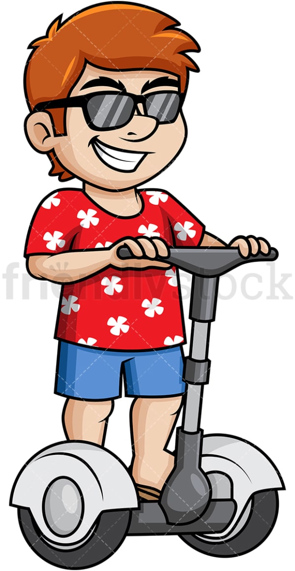 Man Riding Segway Cartoon Vector Clipart - FriendlyStock