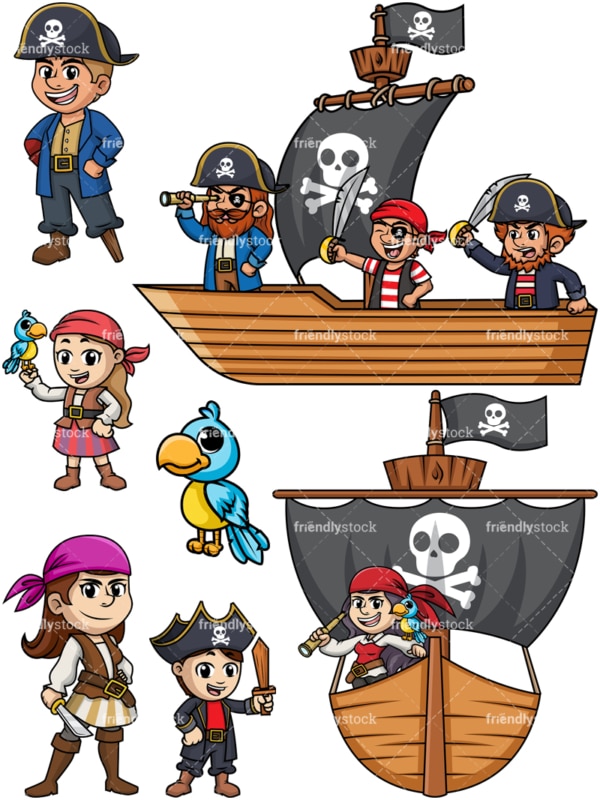 Pirate Family Cartoon Vector Clipart - FriendlyStock
