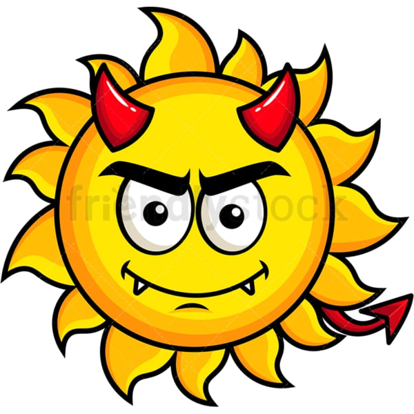 Crafty Devil Sun Emoji Cartoon Vector Clipart - FriendlyStock