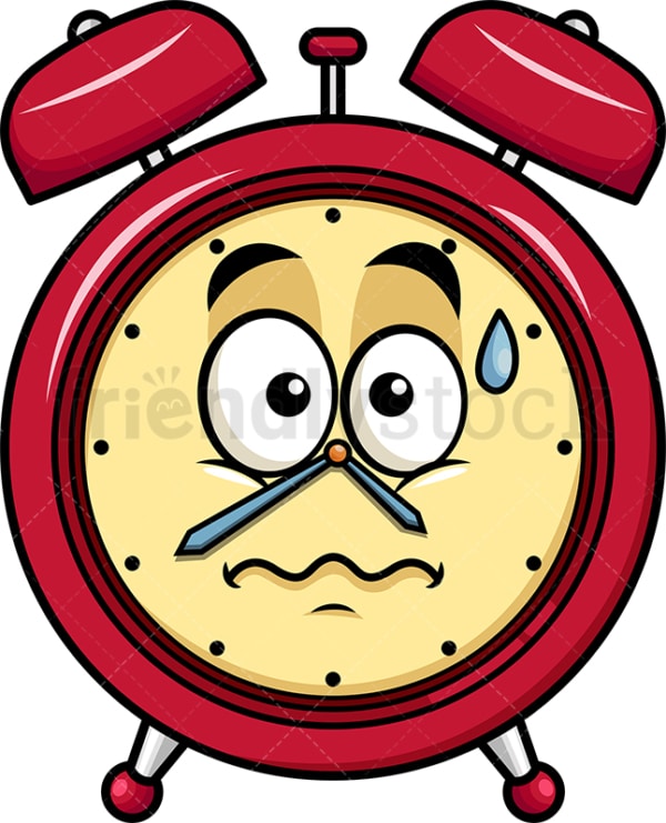 Nervous Alarm Clock Emoji Cartoon Vector Clipart - FriendlyStock