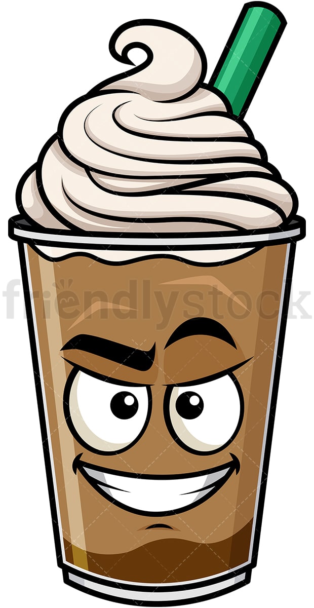 Cunning Evil Face Iced Coffee Emoji Cartoon Vector Clipart - FriendlyStock