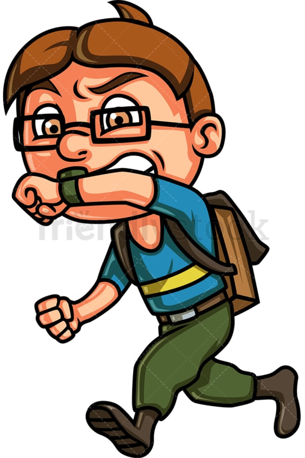 Kid Running Late For School Cartoon Clipart Vector - FriendlyStock