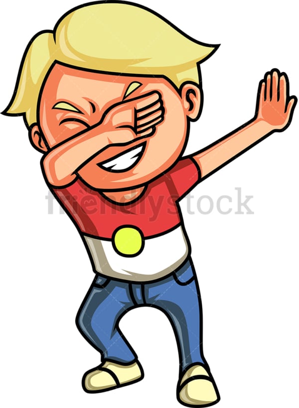 Blond Kid Dabbing Cartoon Clipart Vector - FriendlyStock