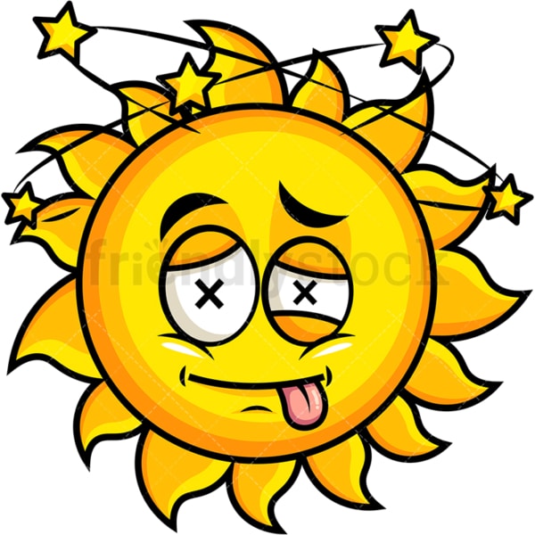 Beaten Up Sun Emoji Cartoon Vector Clipart - FriendlyStock
