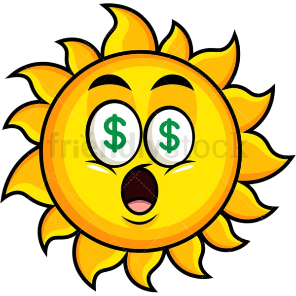 Money Eyes Sun Emoji Cartoon Vector Clipart - FriendlyStock
