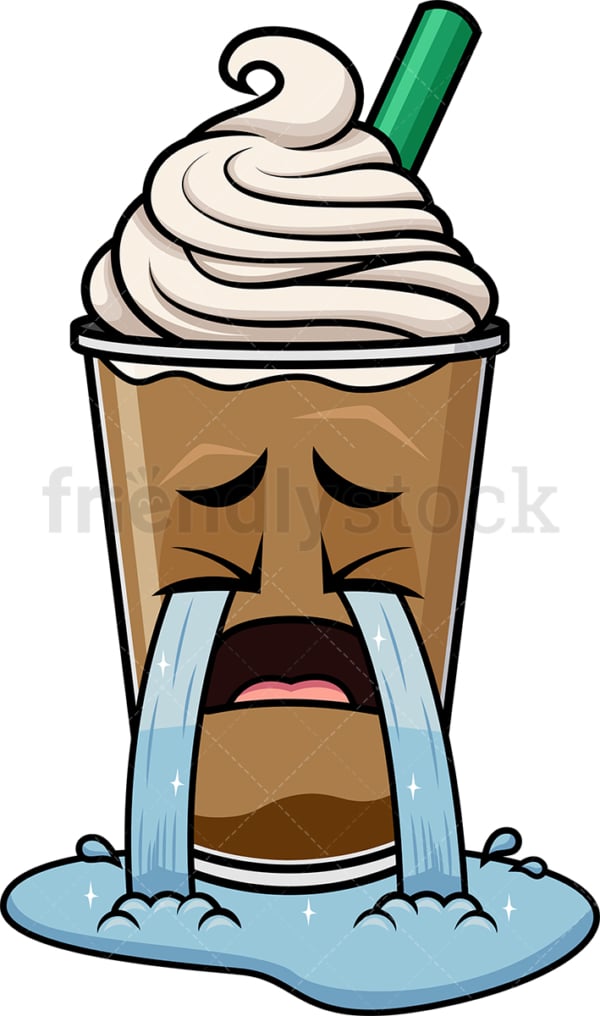 Crying Out Loud Iced Coffee Emoji Cartoon Vector Clipart - FriendlyStock