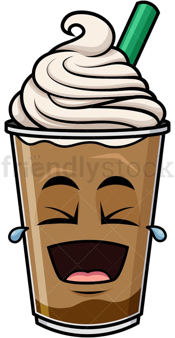 Laughing LOL Iced Coffee Emoji Cartoon Vector Clipart - FriendlyStock