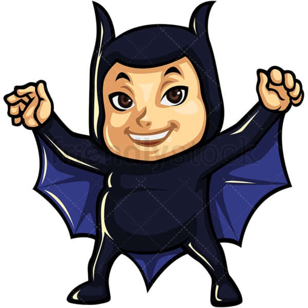 Child In Bat Boy Costume Cartoon Clipart Vector - FriendlyStock