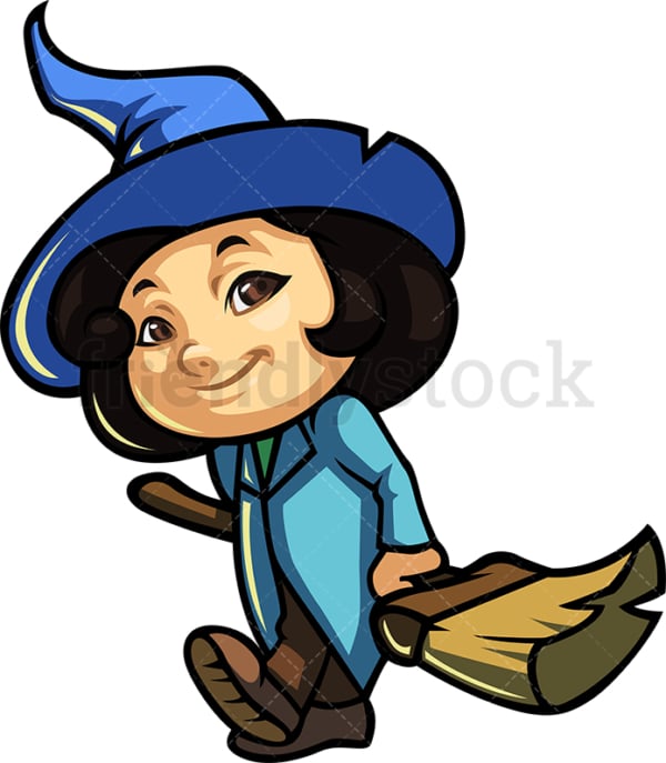 Little Girl Witch In Halloween Costume Cartoon Clipart Vector ...