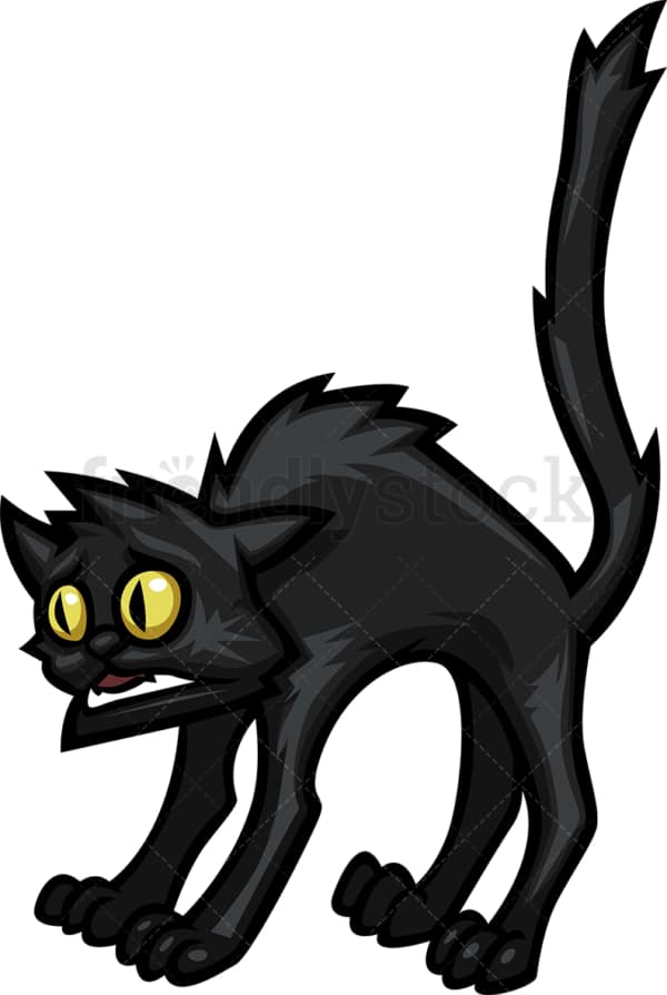 Scared Black Cat Getting Goosebumps Cartoon Vector Clipart - FriendlyStock