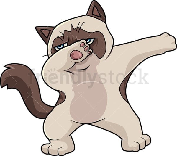 Dabbing Siamese Cat Cartoon Clipart Vector - FriendlyStock