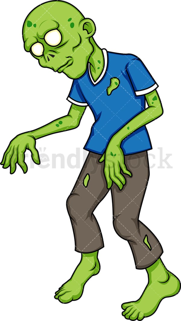 Green Zombie Cartoon Clipart Vector - FriendlyStock