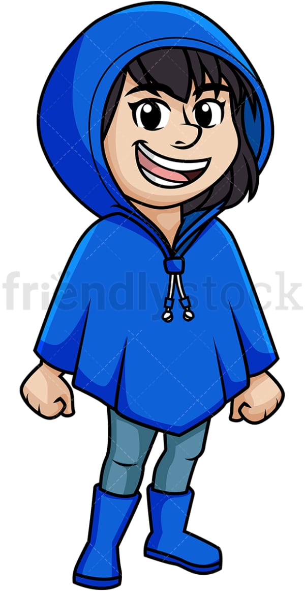 Woman Wearing Poncho Cartoon Clipart Vector - FriendlyStock