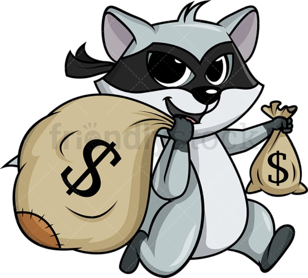 Raccoon Thief Carrying Loot Cartoon Clipart Vector - FriendlyStock
