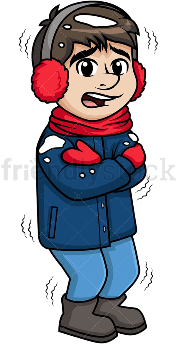 Man Feeling Cold Out In The Snow Cartoon Clipart - FriendlyStock