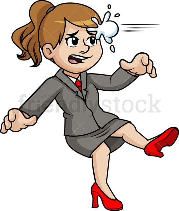 Business Woman Getting Hit With Snowball Cartoon Clipart Vector ...