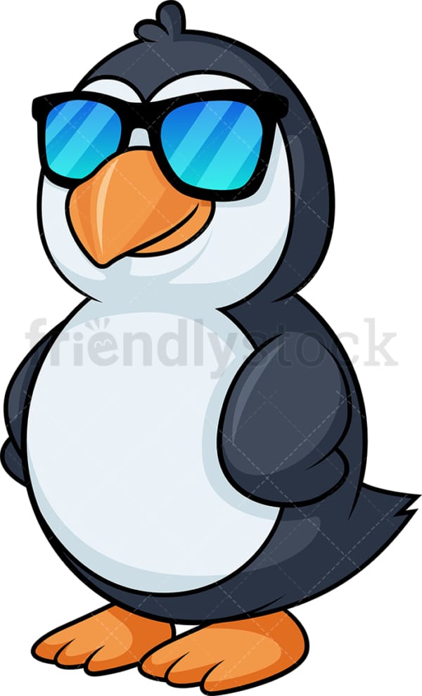 Penguin With Sunglasses Cartoon Clipart Vector - FriendlyStock