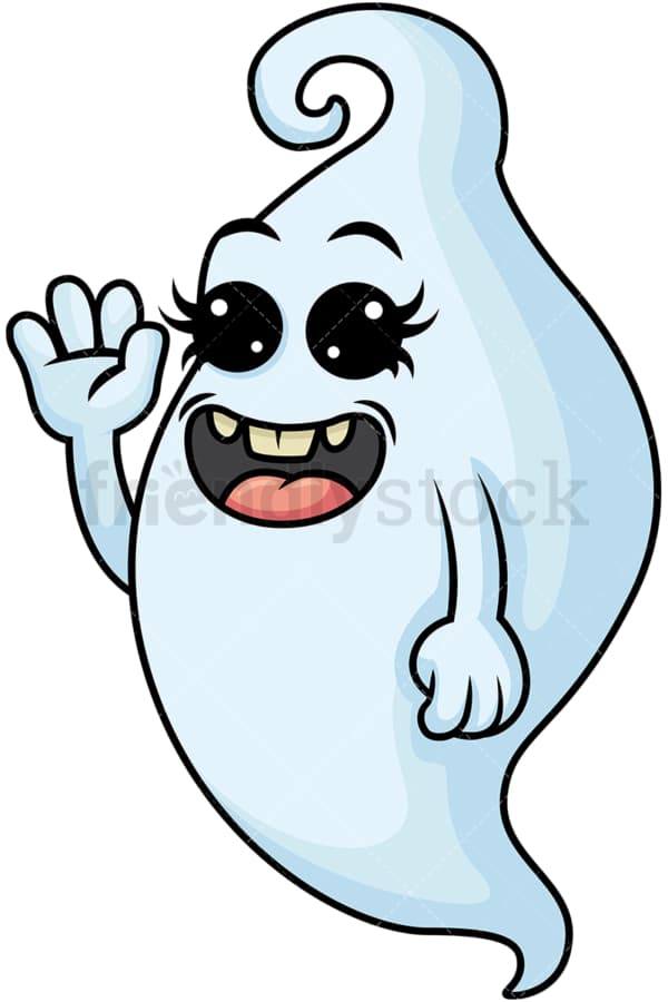 Happy Female Ghost Cartoon Clipart Vector - FriendlyStock