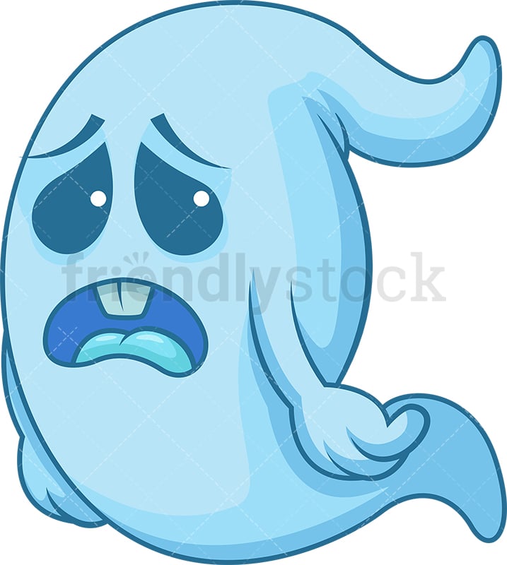 Disappointed Blue Ghost Cartoon Clipart Vector - FriendlyStock