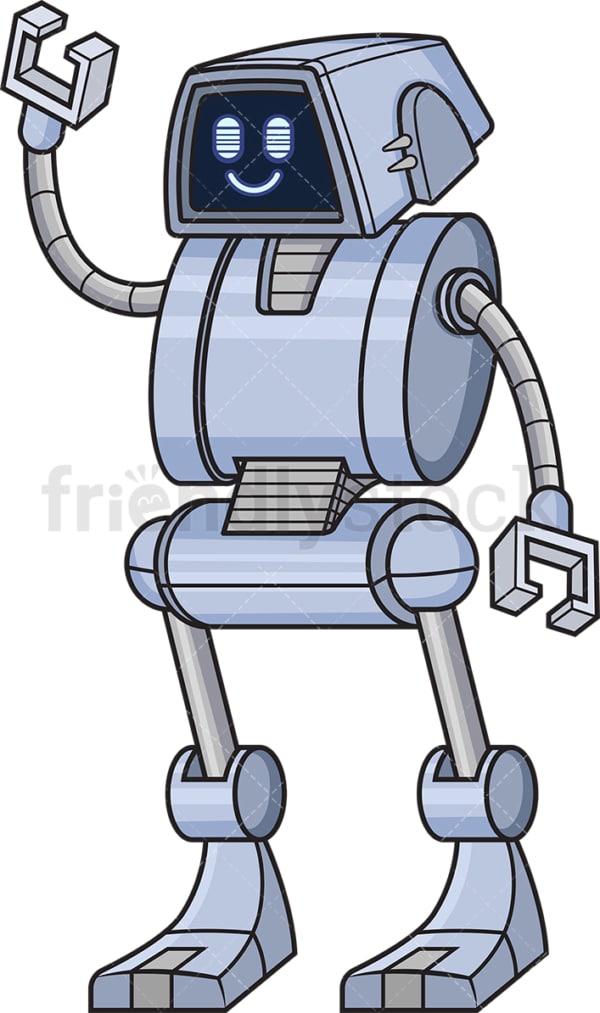 Happy Robot Cartoon Clipart Vector - FriendlyStock