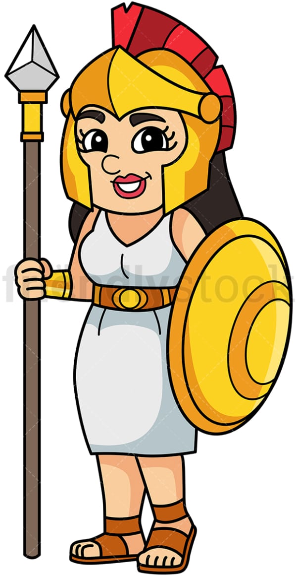 Athena Greek Goddess Cartoon Vector Clipart - FriendlyStock