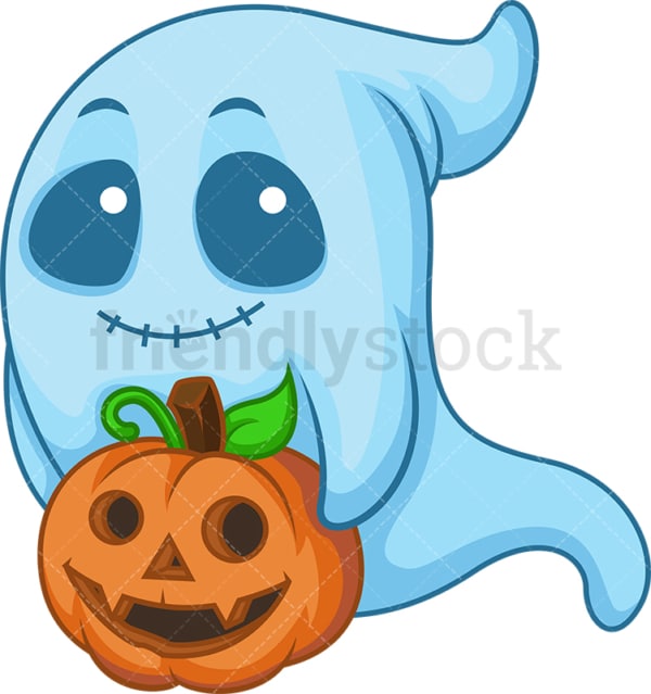 Blue Halloween Ghost Cartoon Clipart Vector - FriendlyStock