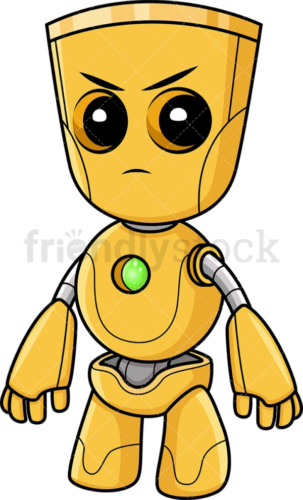 Angry Yellow Robot Cartoon Clipart Vector - FriendlyStock