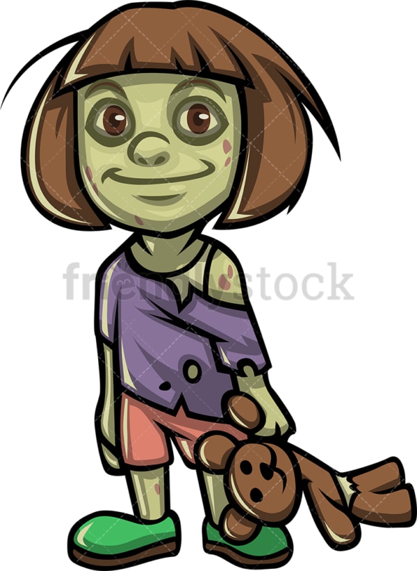Cute Little Girl Zombie Cartoon Clipart Vector - FriendlyStock