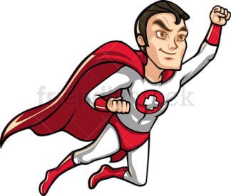 Male Nurse Superhero Flying Like Superman Cartoon Vector Clipart ...