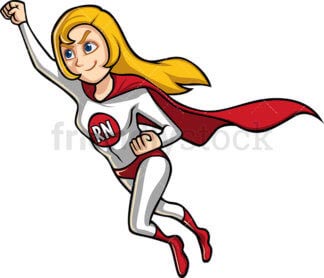 Flying Female Registered Nurse Superheroine Cartoon Clipart - FriendlyStock