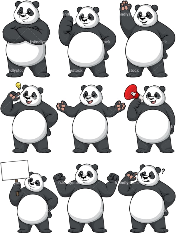 Panda Waving Cartoon Clipart Vector - FriendlyStock
