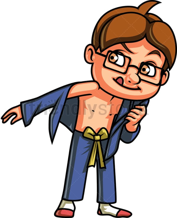 Little Boy Getting Dressed Cartoon Vector Clipart - FriendlyStock