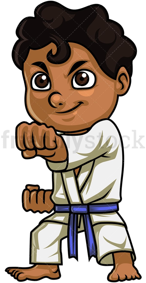 Kid Doing Karate Cartoon Clipart Vector - FriendlyStock