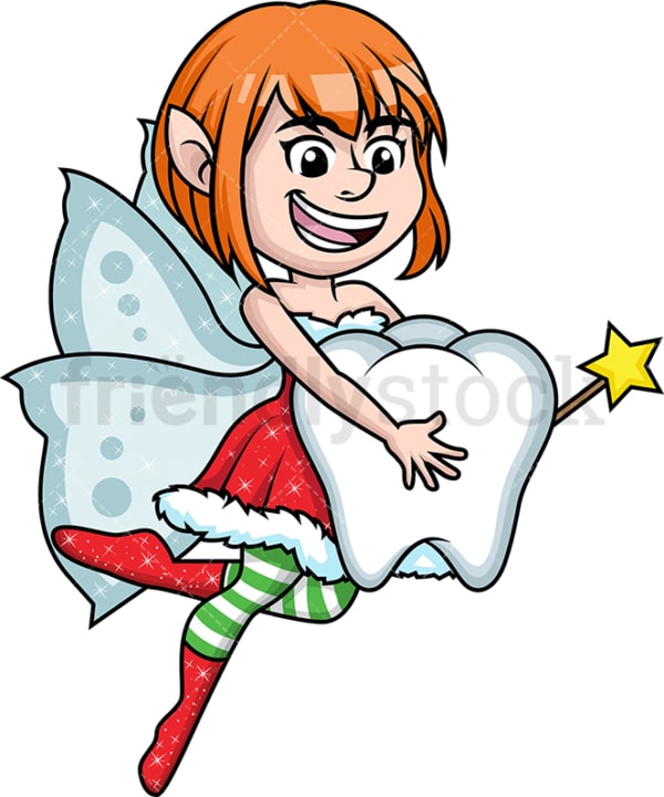Christmas Tooth Fairy Cartoon Clipart Vector - FriendlyStock
